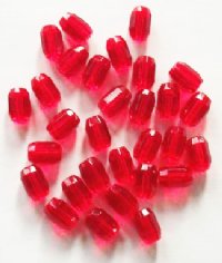 30 10x7mm Red Faceted Oval Beads - Faceted Glass Rosary Beads